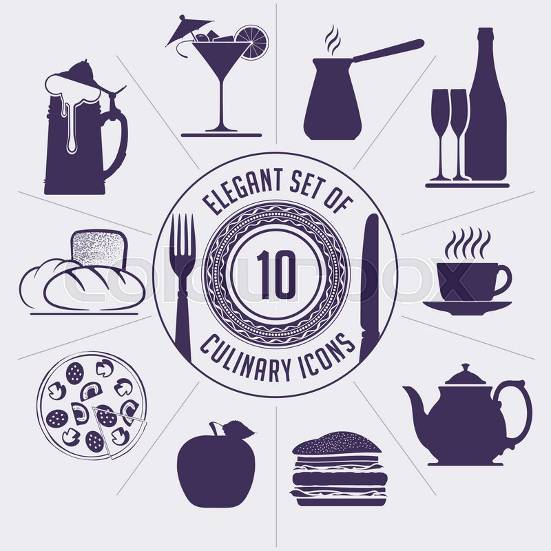 Set of 10 culinary icons - coffee ... | Stock vector | Colourbox