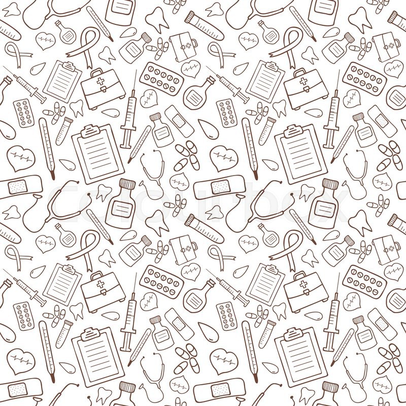 Seamless pattern with medical icons on ... | Stock vector | Colourbox