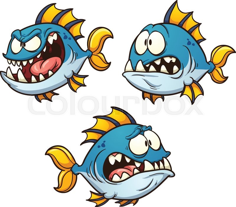 Big, fat and evil cartoon fish. Vector ... | Stock vector | Colourbox