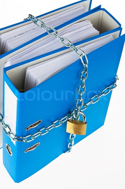 A file folder with chain and padlock ... | Stock image | Colourbox