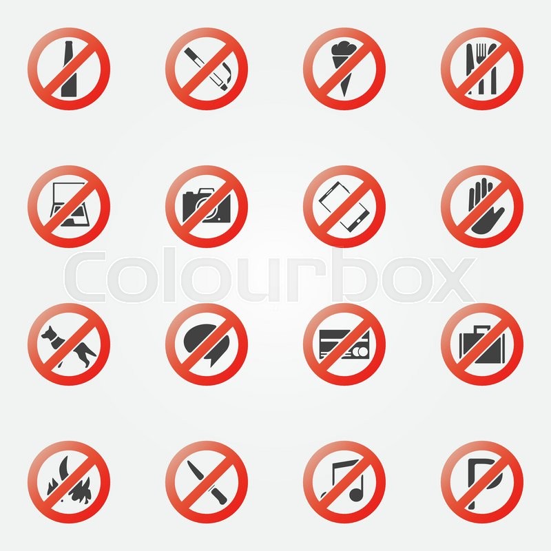 Prohibited symbols set - vector ... | Stock vector | Colourbox