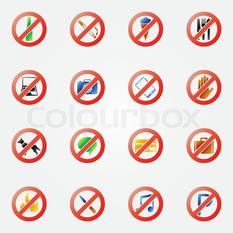 Restriction icons or signs - bright ... | Stock vector | Colourbox