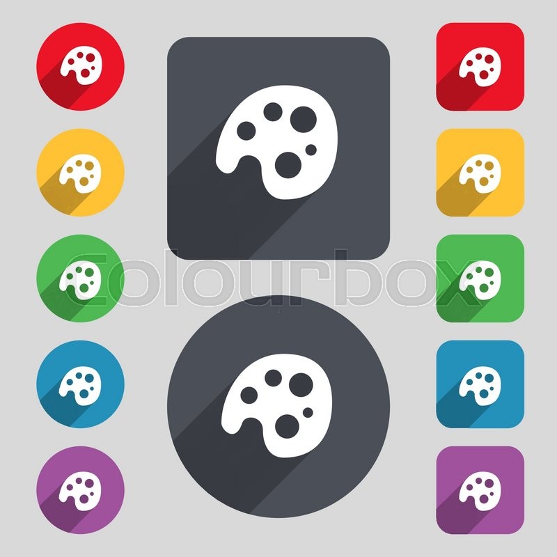 Palette icon sign. A set of 12 colored ... | Stock vector | Colourbox