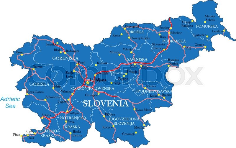 Highly detailed vector map of Slovenia ... | Stock vector | Colourbox