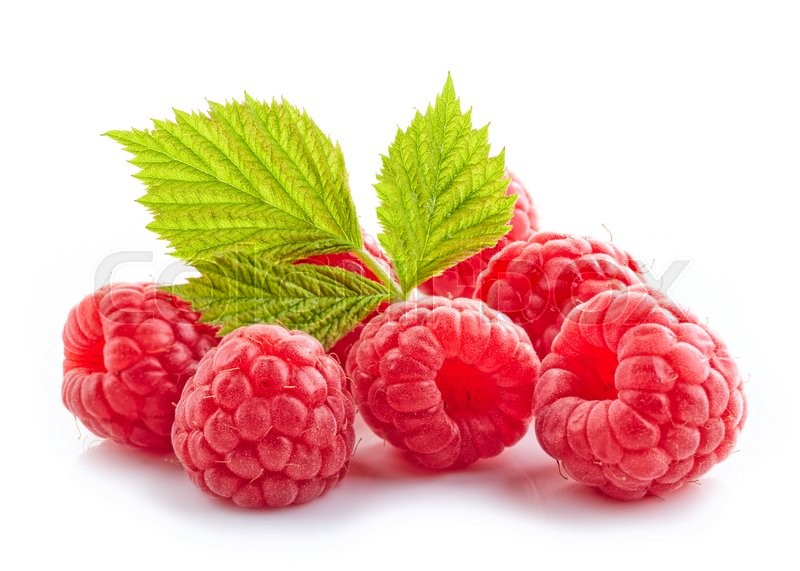Fresh organic raspberries isolated on ... | Stock image | Colourbox