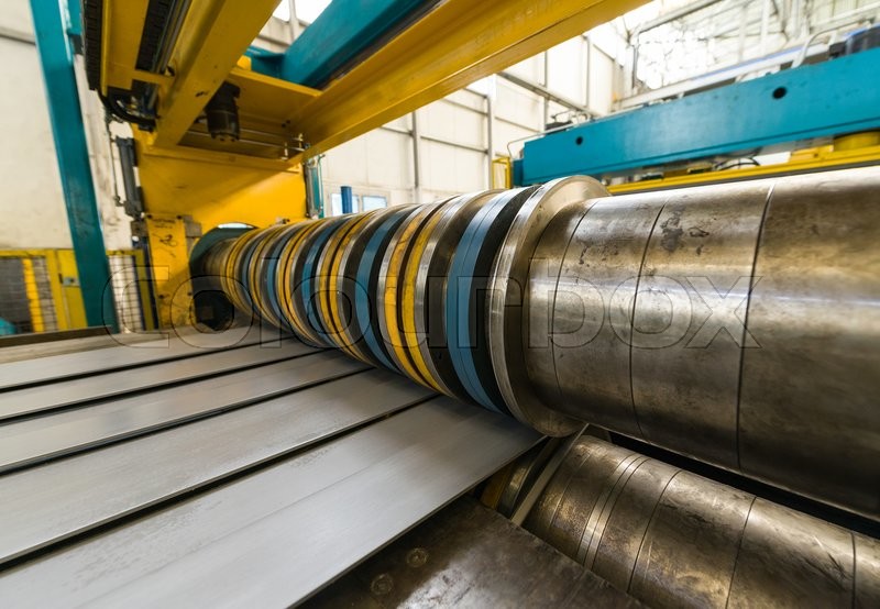 Machine for cutting steel coils. | Stock image | Colourbox