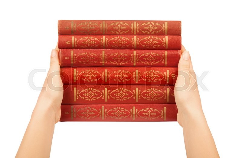 Books in hands isolated on a white | Stock image | Colourbox