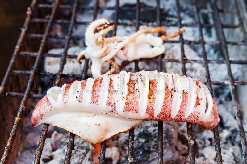 Close up fresh squid barbeque grilled ... | Stock image | Colourbox