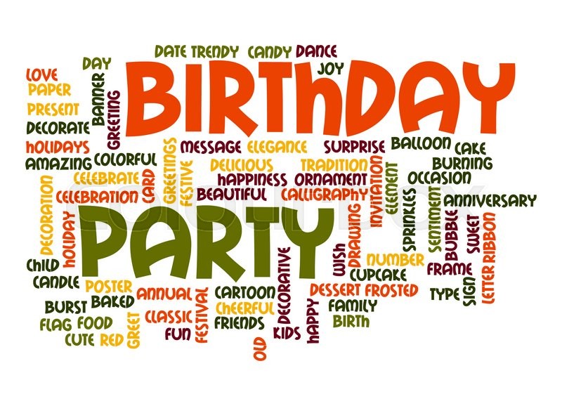 Birthday party word cloud | Stock image | Colourbox