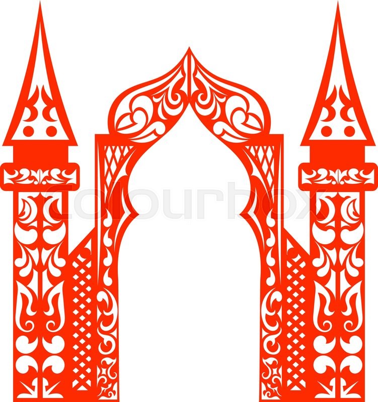 Red vintage arch applique isolated on ... | Stock Vector | Colourbox