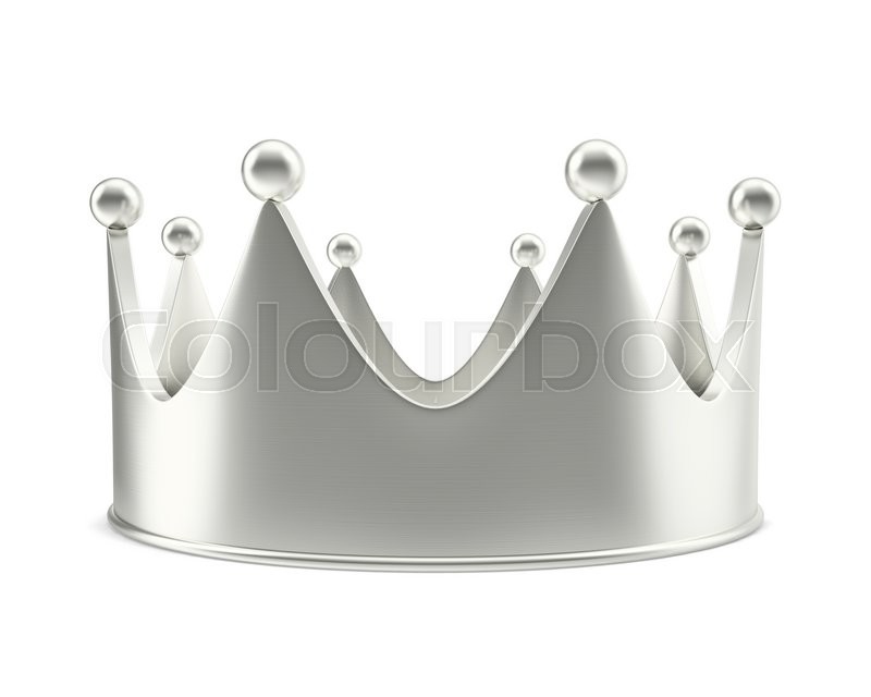 Silver crown with shadow isolated on white background. 3d illustration ...