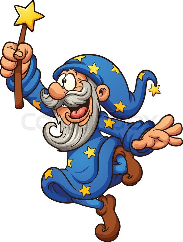 Cartoon Wizard With Magic Wand Vector Stock Vector Colourbox