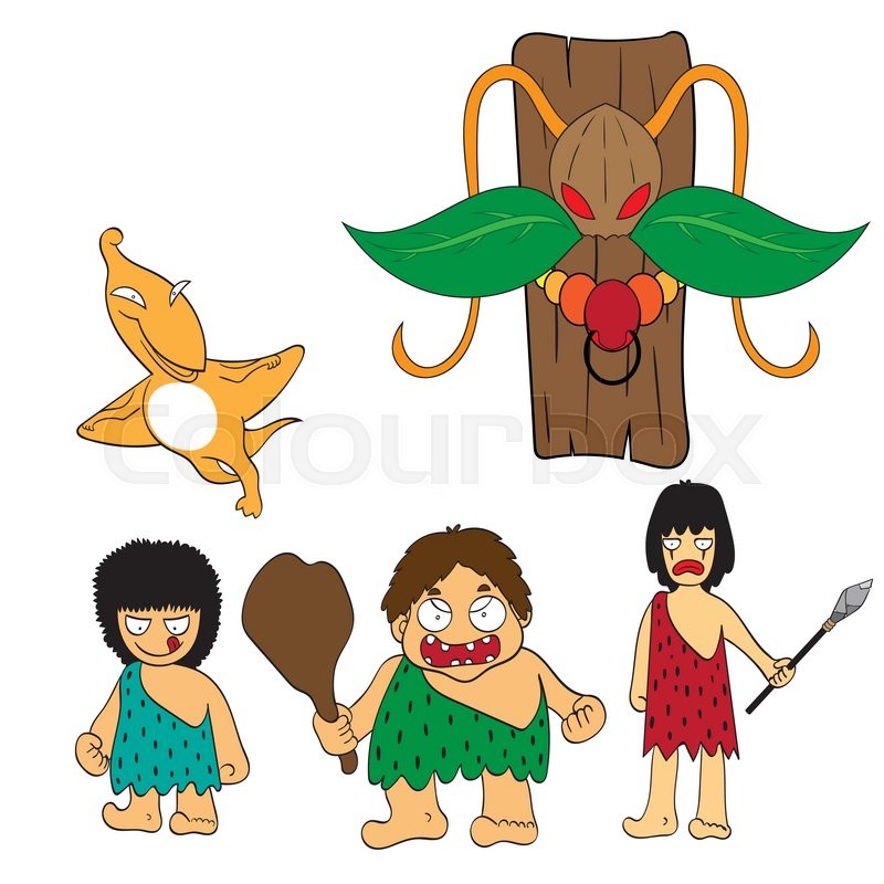 Stone age people cartoon vector ... | Stock vector | Colourbox