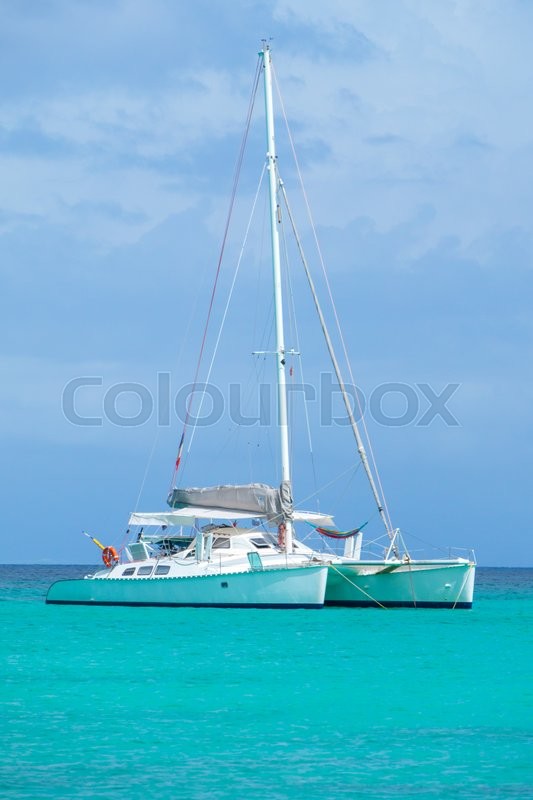Beautiful view of a catamaran yacht ... | Stock image | Colourbox