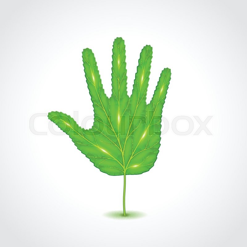 Leaf like human hand palm environment ... | Stock vector | Colourbox