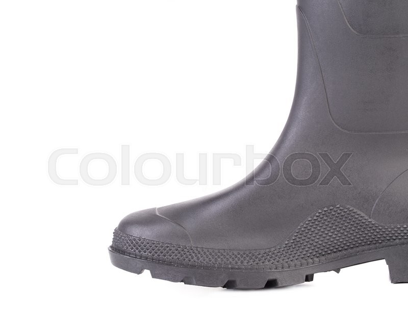 Close up of black rubber boot. Isolated ... | Stock image | Colourbox
