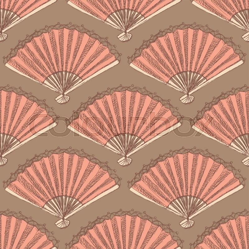 Sketch Spanish fan in vintage style, ... | Stock vector | Colourbox