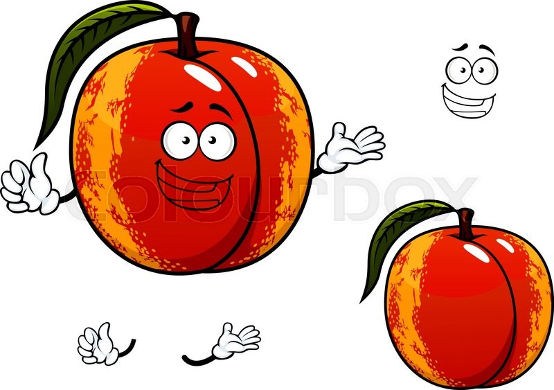 Funny ripe nectarine fruit cartoon ... | Stock vector | Colourbox