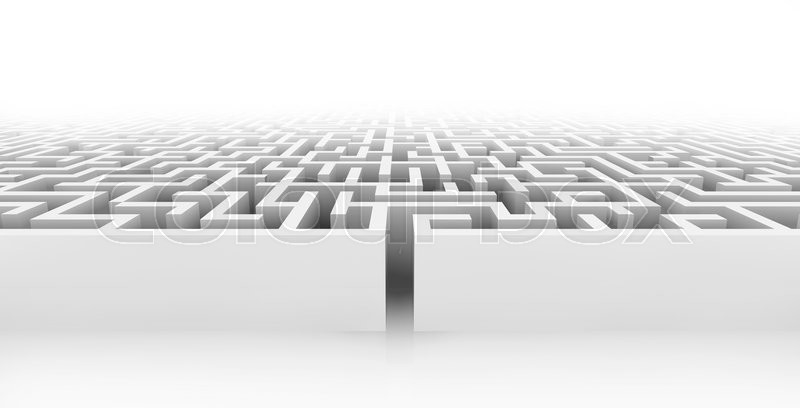 White maze, complex way to find exit, ... | Stock image | Colourbox