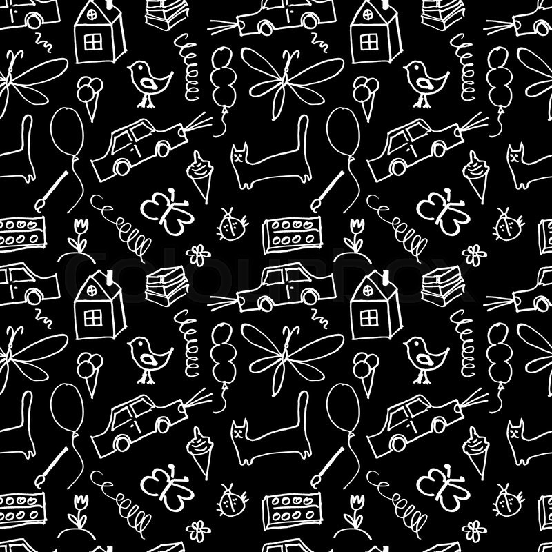 Seamless pattern, drawn in a childlike ... | Stock vector | Colourbox