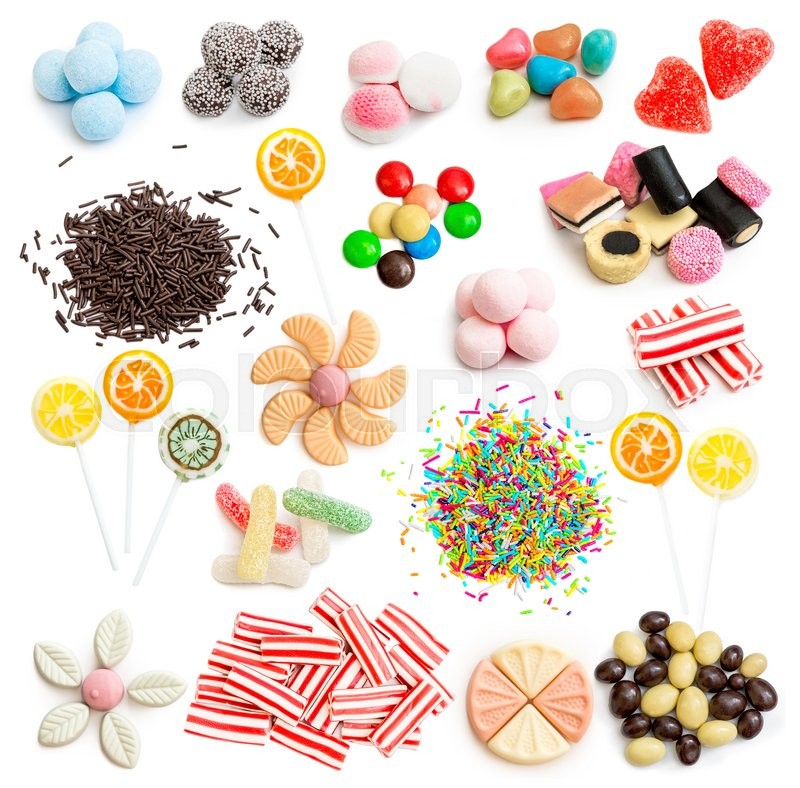 Collage of colorful assorted candy ... | Stock image | Colourbox