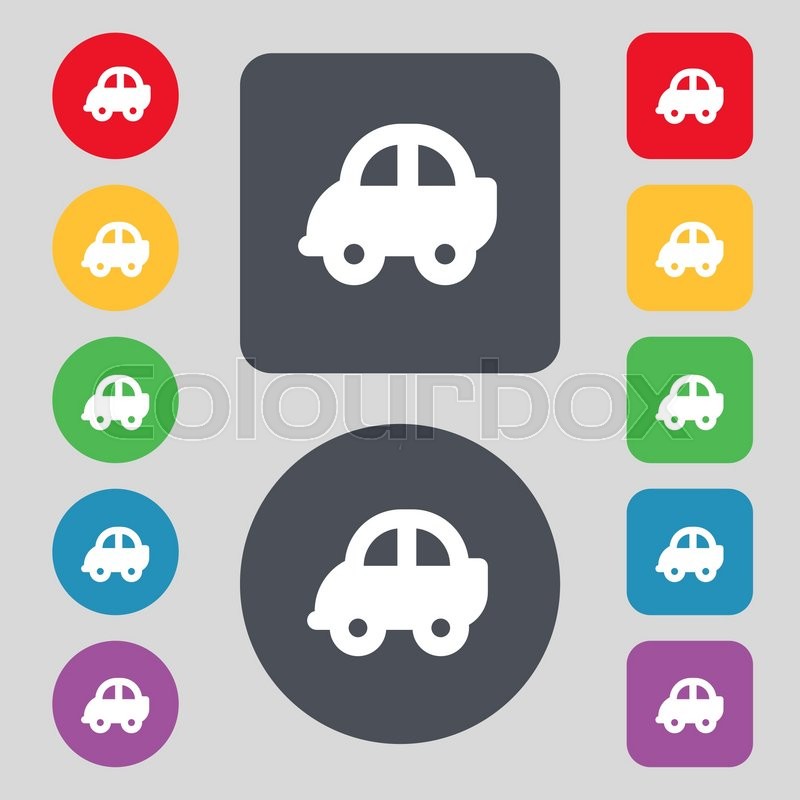 Auto icon sign. A set of 12 colored ... | Stock vector | Colourbox