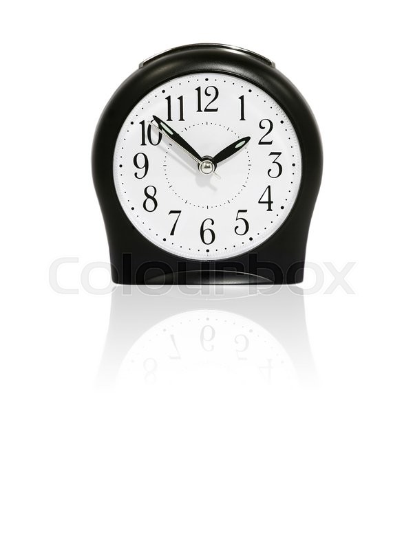 Black alarm clock with reflection on ... | Stock image | Colourbox