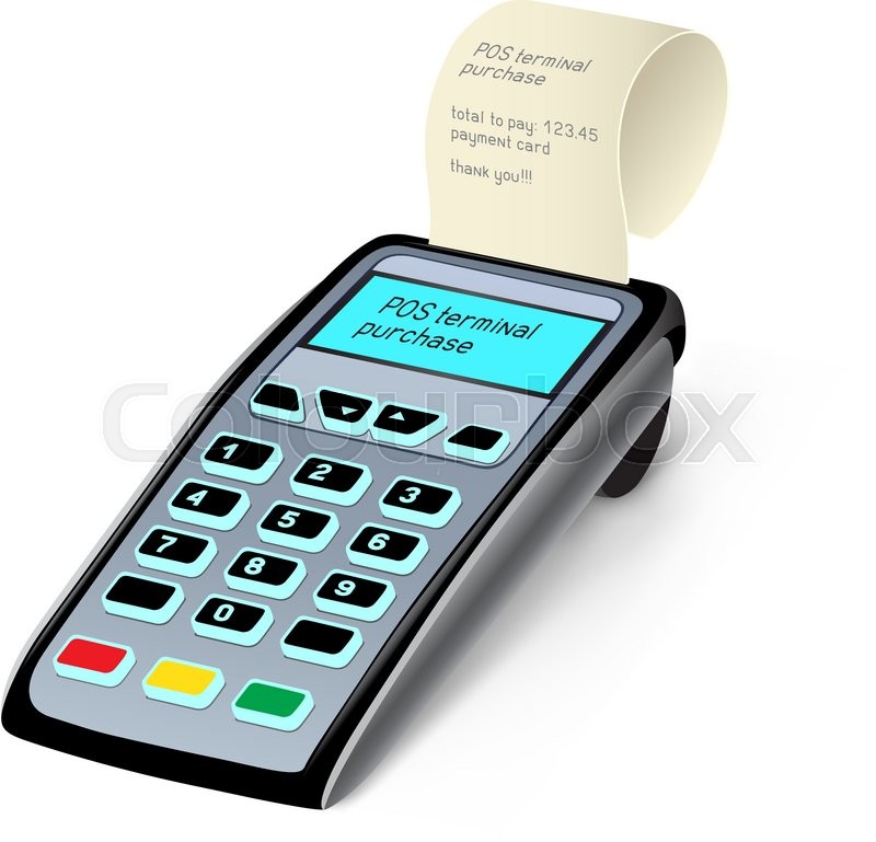 The POS terminal device on the white ... | Stock vector | Colourbox