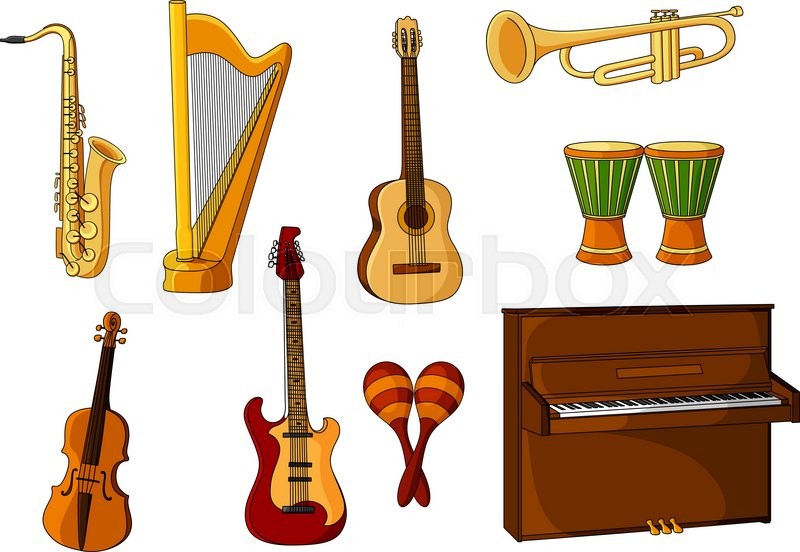 Colored cartoon musical instruments ... | Stock vector | Colourbox