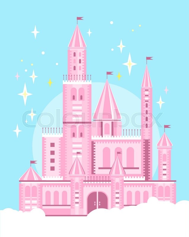 Illustration of a Cute Pink Castle ... | Stock vector | Colourbox