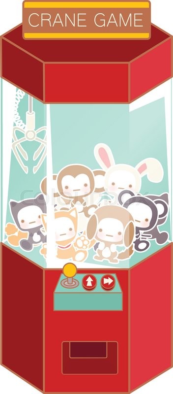 Crane game machine with cute doll and ... | Stock vector | Colourbox