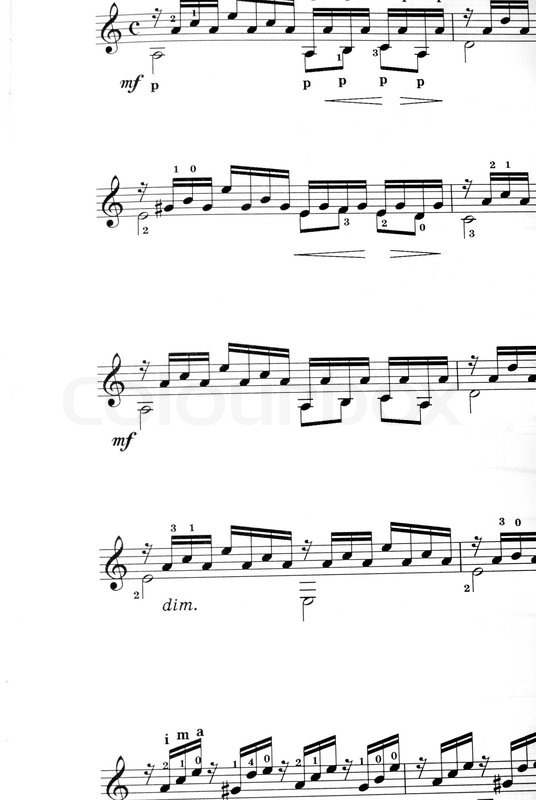 Piece of music written down by notes on ... | Stock image | Colourbox
