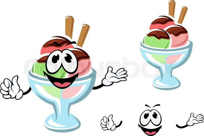 Funny cartoon ice cream character on a ... | Stock vector | Colourbox