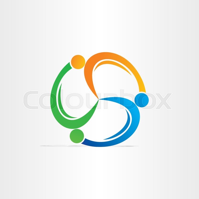 People in circle teamwork symbol ... | Stock vector | Colourbox