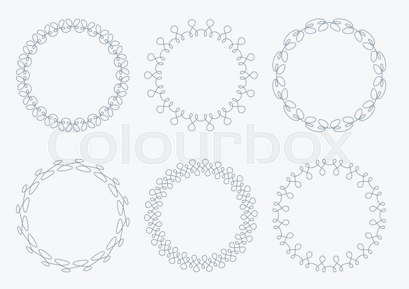Set of 6 very simple round frames with ... | Stock vector | Colourbox