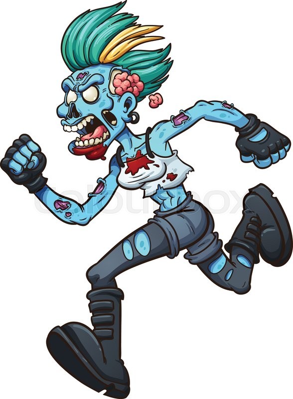 Punk Zombie Girl Running Vector Clip Stock Vector Colourbox