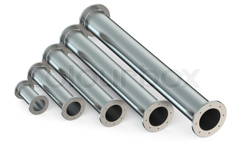 Set of metallic pipes isolated on white ... | Stock image | Colourbox