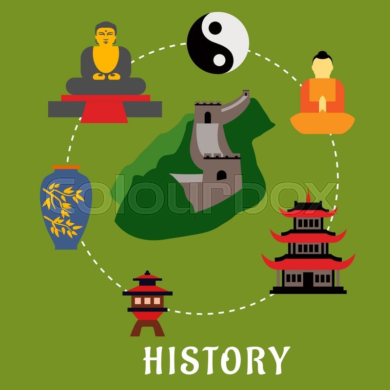 Chinese historical landmarks and ... | Stock vector | Colourbox
