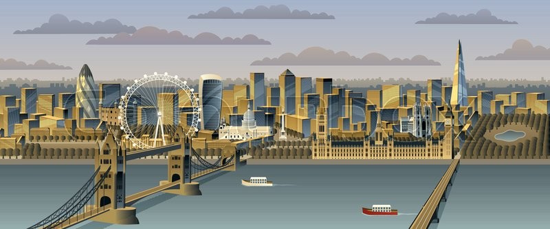 London cityscape. No transparency ... | Stock vector | Colourbox