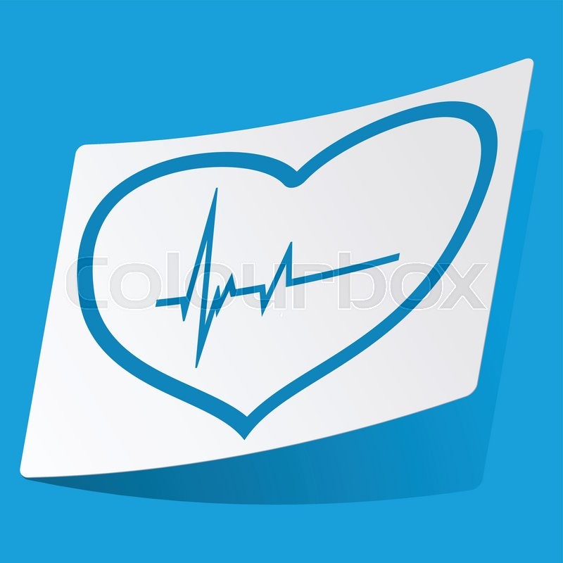 Sticker with cardiogram in heart ... | Stock vector | Colourbox