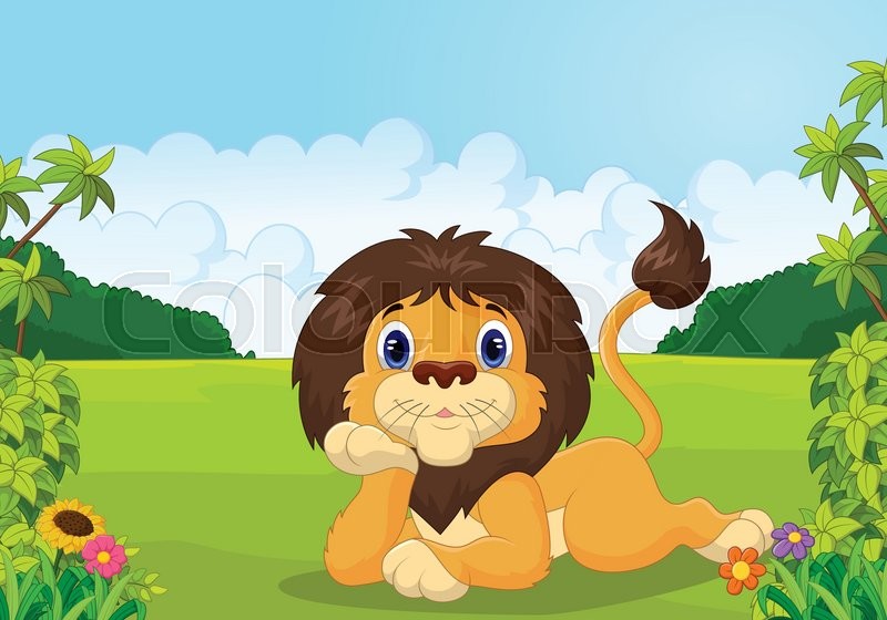 Vector illustration of Cartoon lion ... | Stock vector | Colourbox