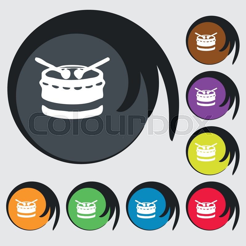 Drum icon sign. Symbol on eight ... | Stock vector | Colourbox
