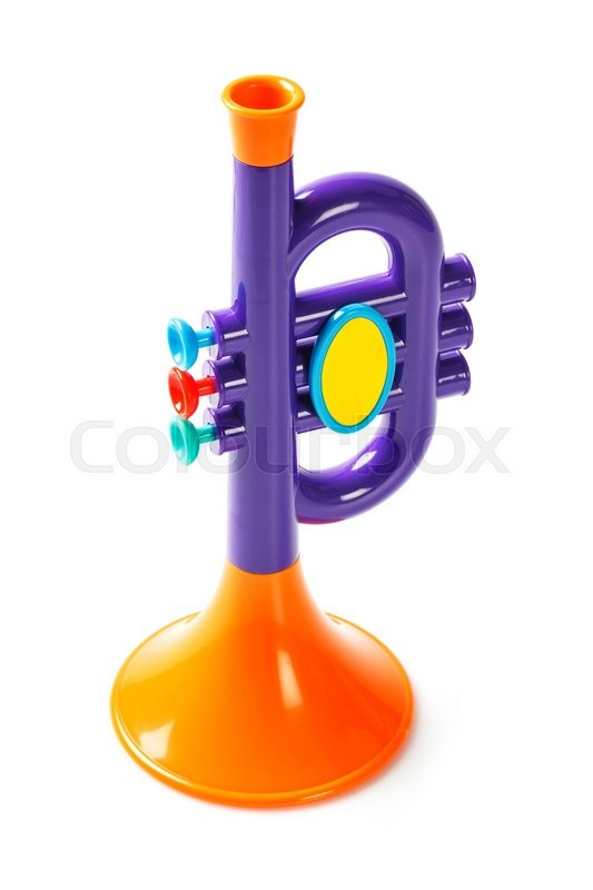 Close up plastic toy trumpet for ... | Stock image | Colourbox