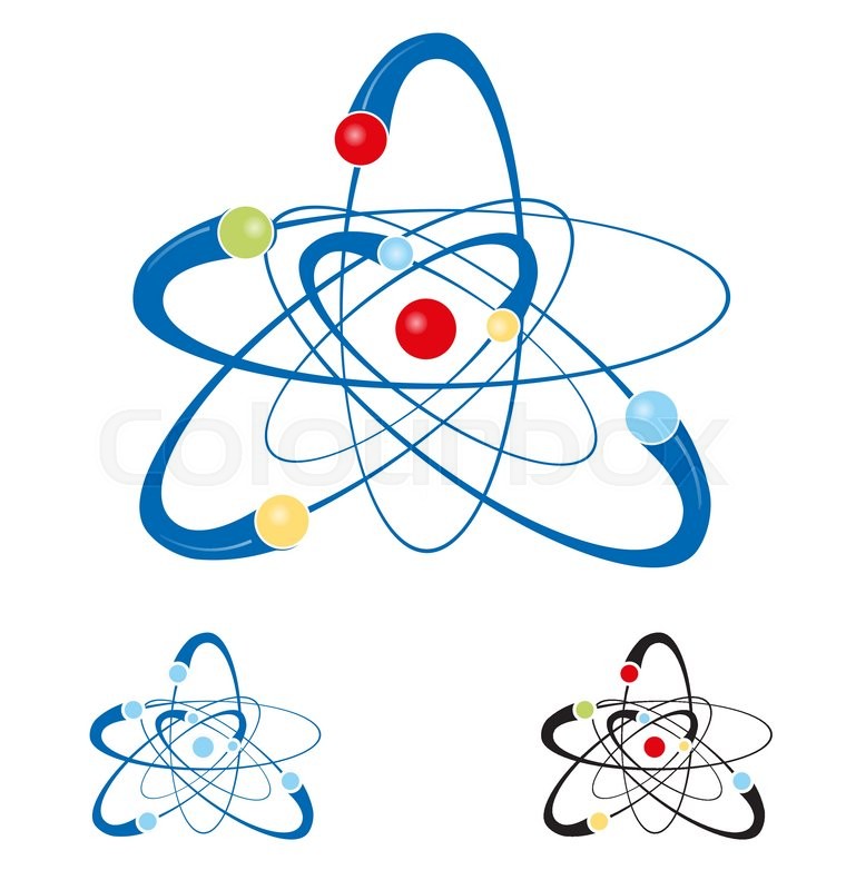 Atom symbol set isolated on white ... | Stock vector | Colourbox