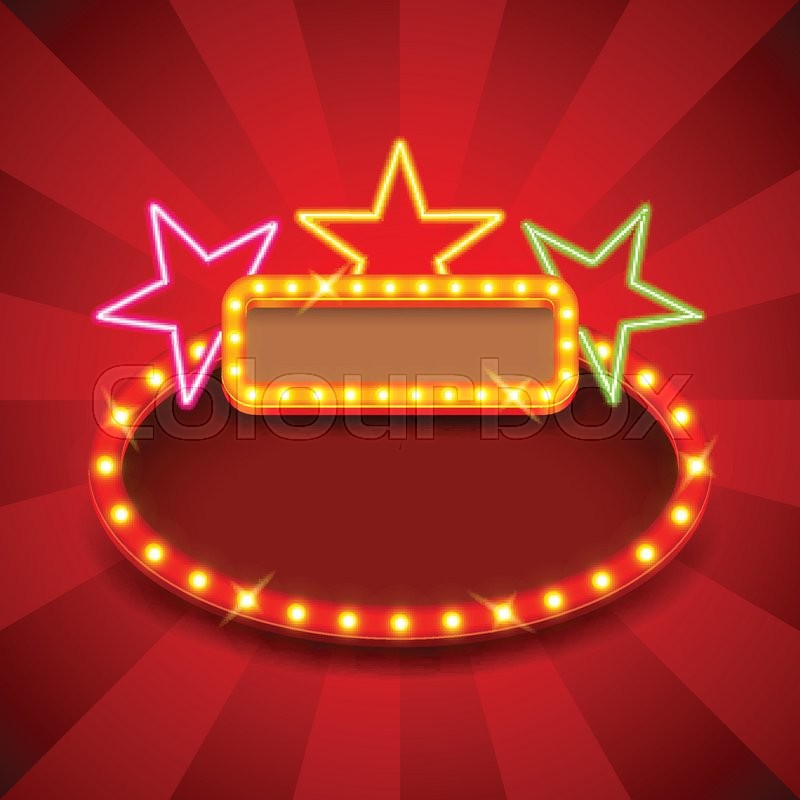 Retro poster with neon stars and ... | Stock vector | Colourbox