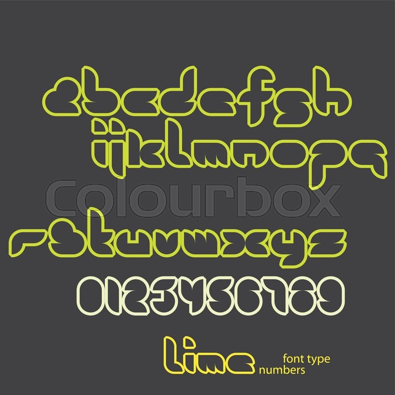 Set of lime style alphabet letters and ... | Stock vector | Colourbox