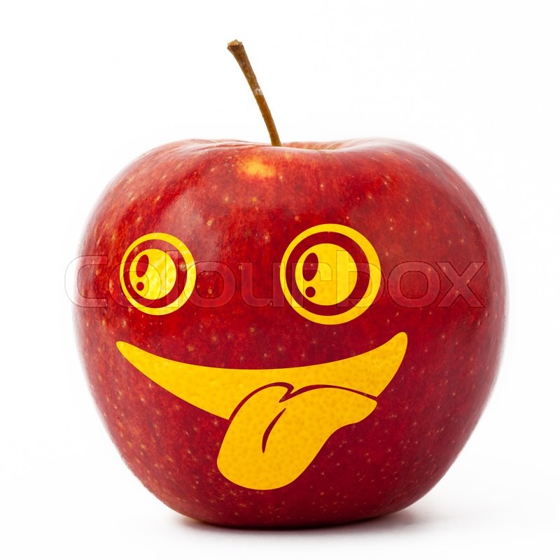 Smiley apple isolated on a white background. | Stock Photo | Colourbox