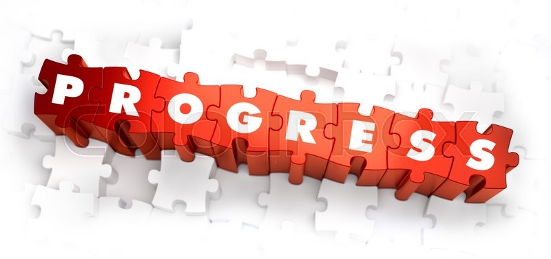 Progress - White Word on Red Puzzles on ... | Stock image | Colourbox
