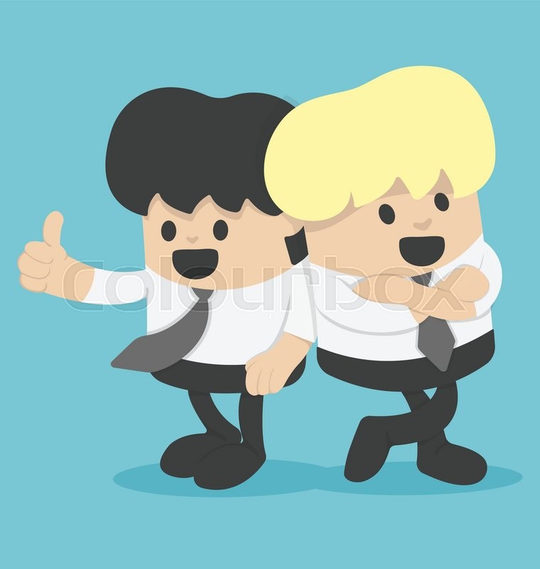 Cartoon two Businessman leaning ... | Stock vector | Colourbox