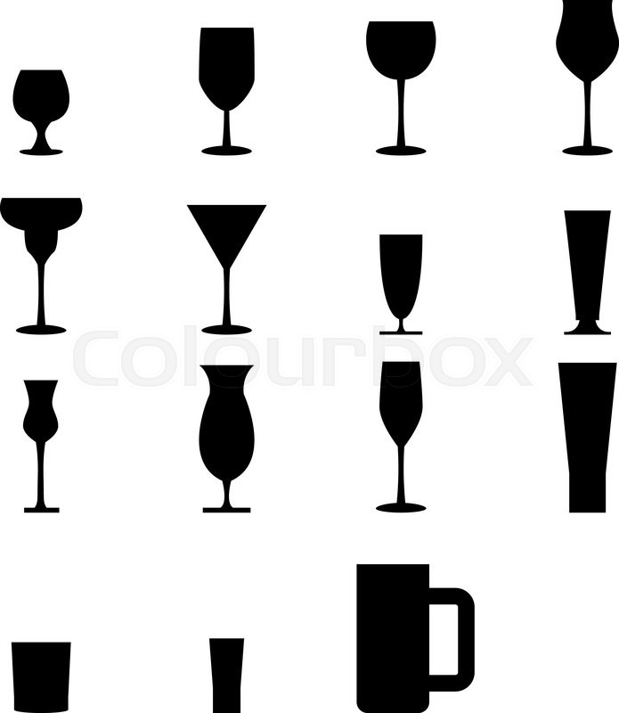 Set of silhouette glass Icons, vector | Stock vector | Colourbox
